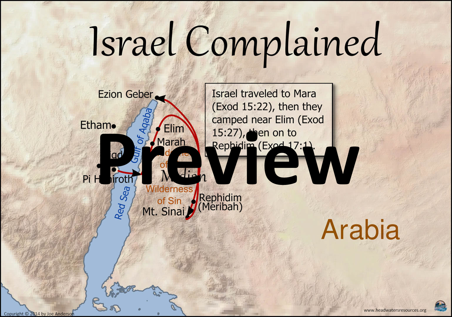 Map Of Moses Moving To Midian Headwaters Christian Resources